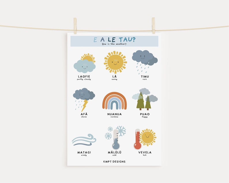 Samoan Weather Printable | Samoan A3 and A4 Learning Poster - Etsy