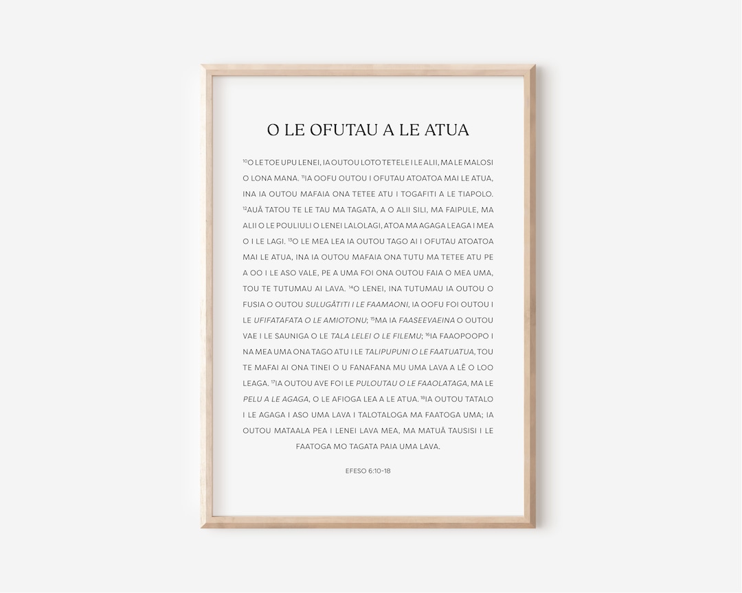 Armor of God Samoan Bible Verse Print (digital Download) - Etsy