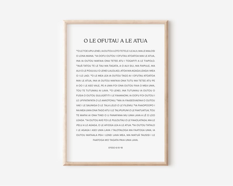Armor of God Samoan Bible Verse Print (digital Download) - Etsy