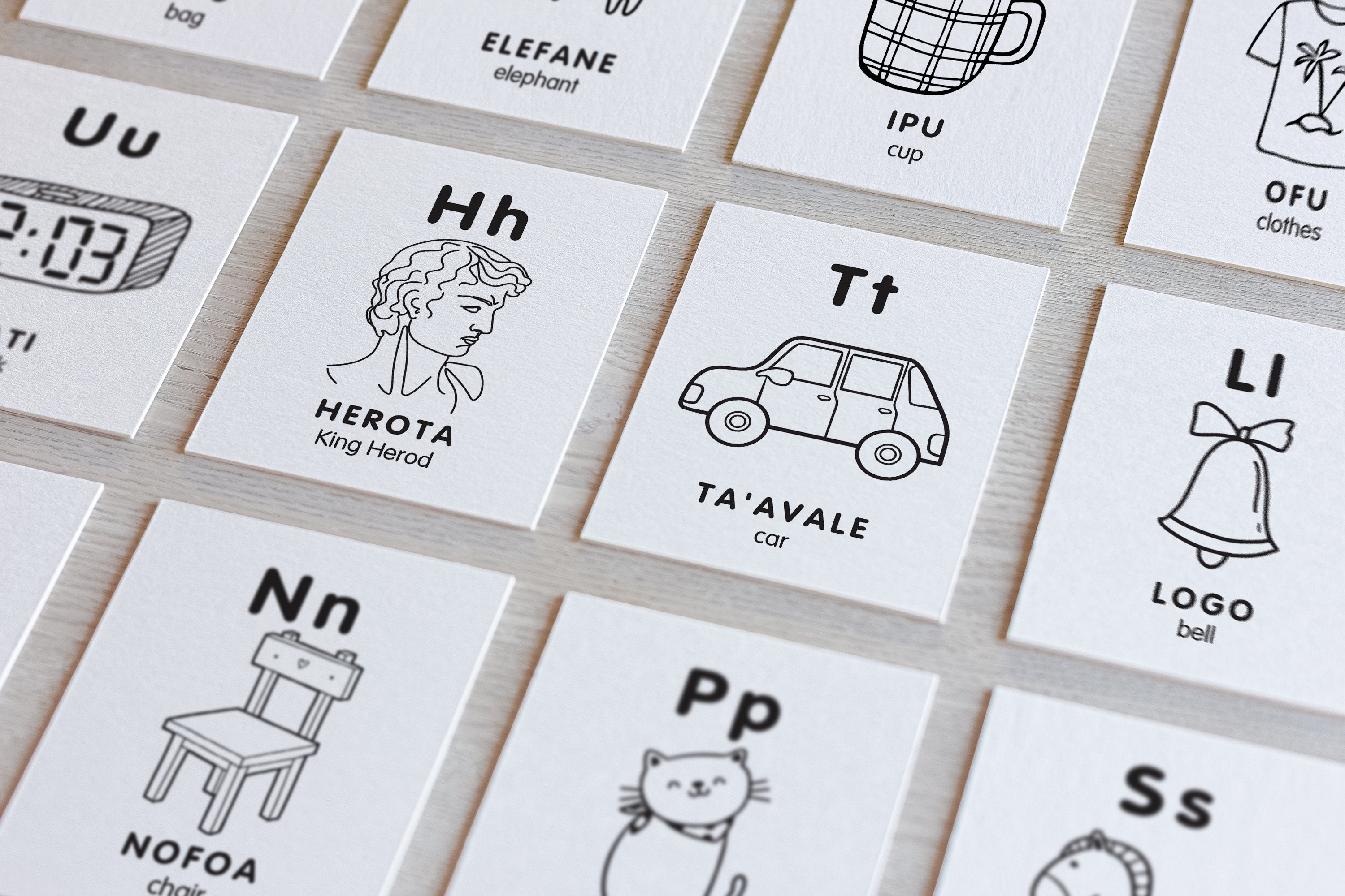 Printable Samoan Alphabet Pi Tautau Black and White Cards - Etsy