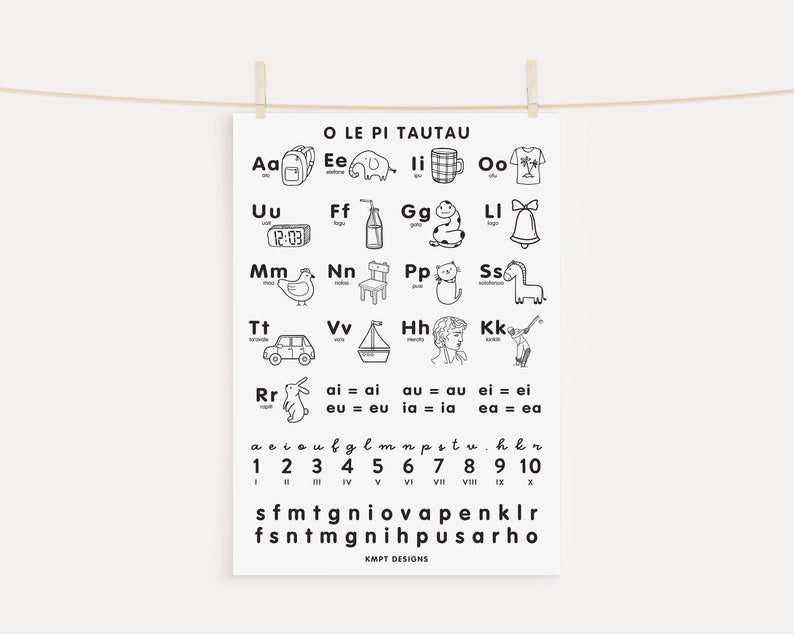 O Le Pi Tautau - Minimal Samoan Alphabet 02 - Etsy