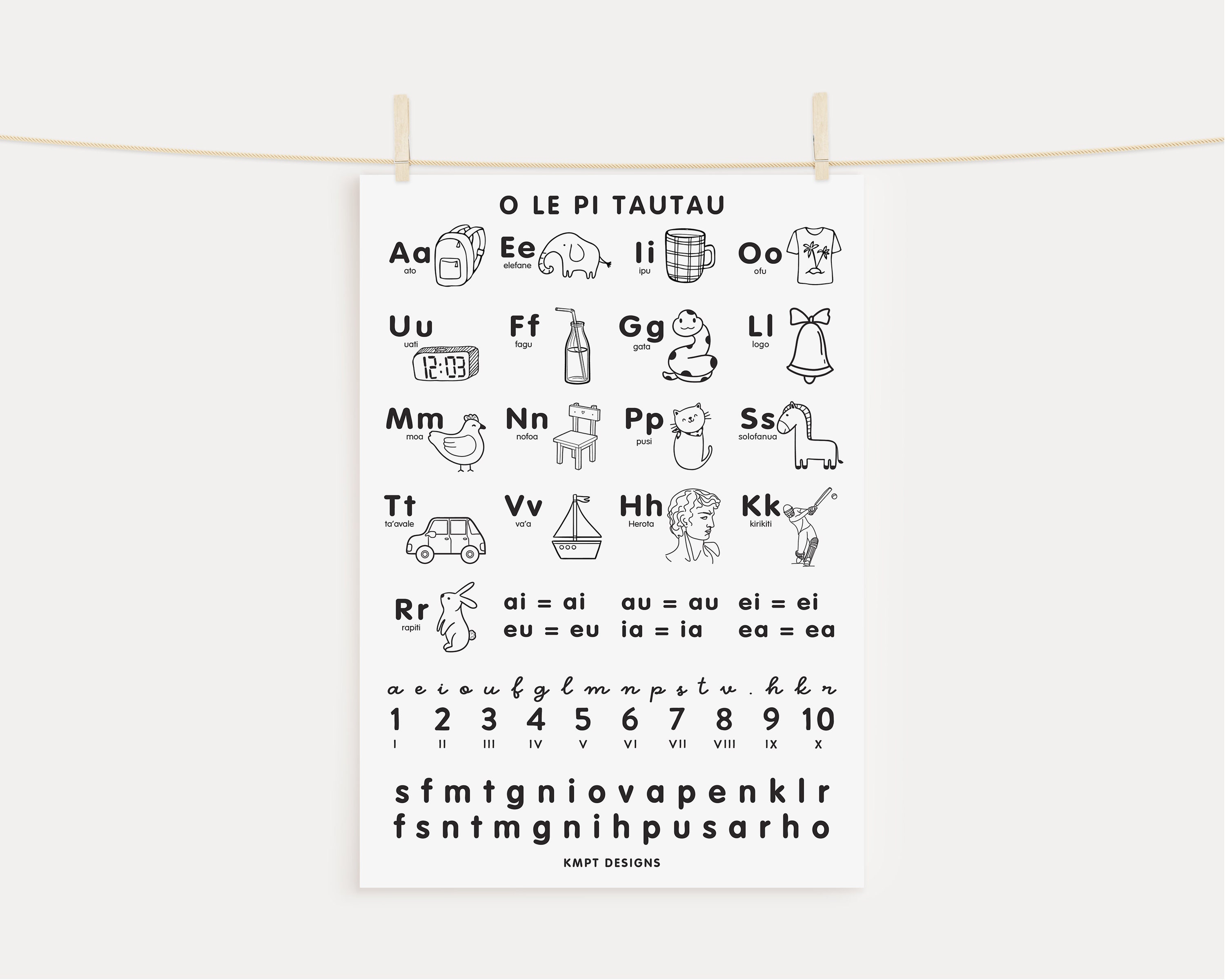 O Le Pi Tautau - Minimal Samoan Alphabet 02 - Etsy