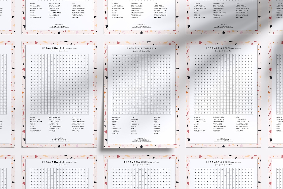 Samoan Christian Bible Word Search | 20 X Word Search Sheets on Bible ...