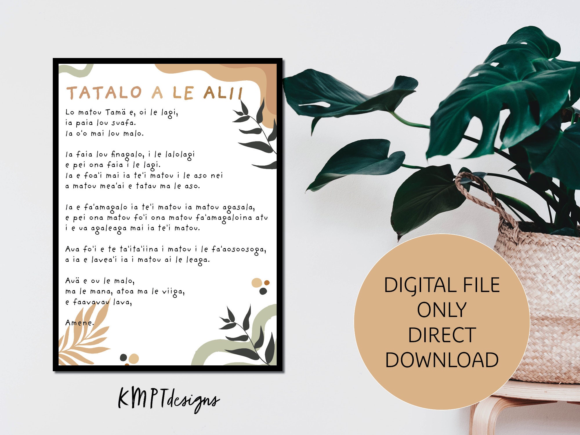 Tatalo a le Alii The Lord's Prayer in Samoan abstract | Etsy