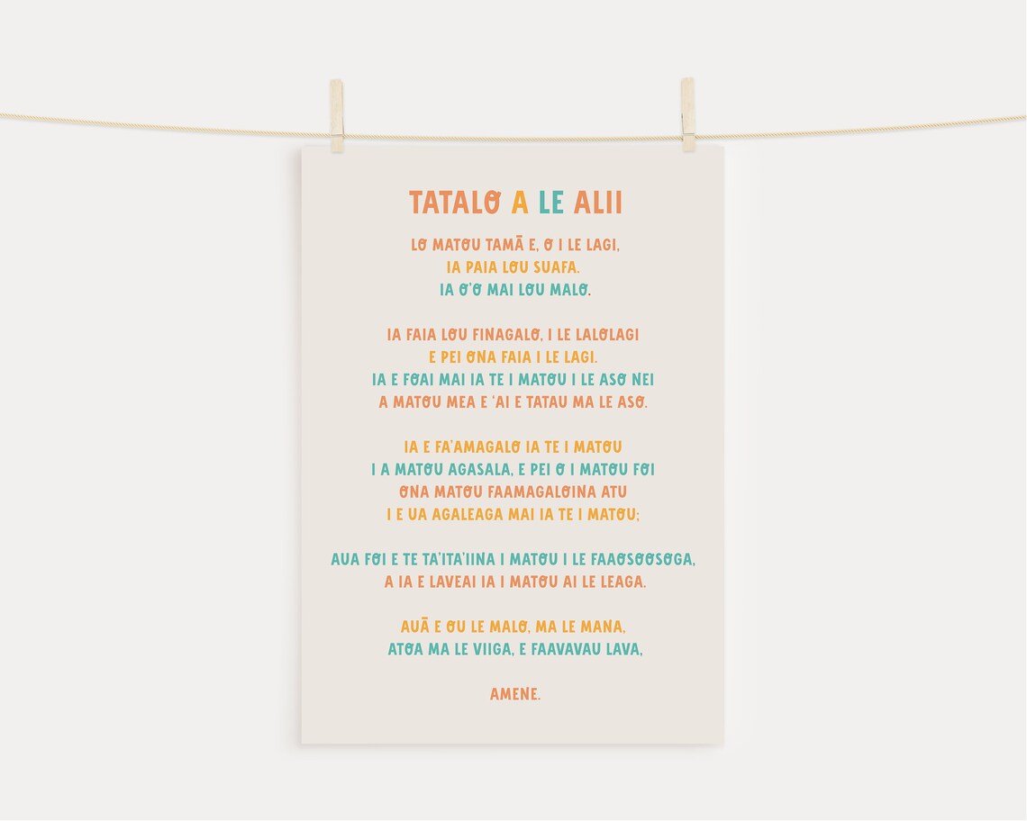 Samoan Lord's Prayer for Kids PASTEL - Etsy