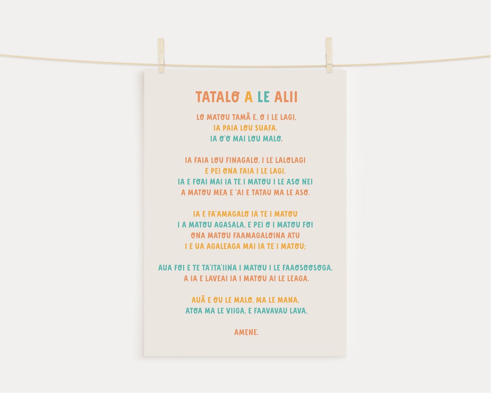 Samoan Lord's Prayer for Kids PASTEL - Etsy