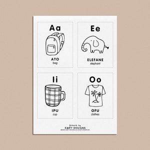 Samoan Alphabet Pi Tautau Mono Flashcard Printable | DIGITAL PRINT ONLY ...
