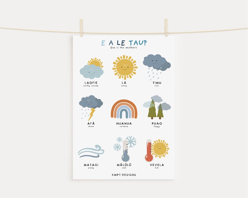 Samoan Weather Printable | Samoan A3 and A4 Learning Poster - Etsy