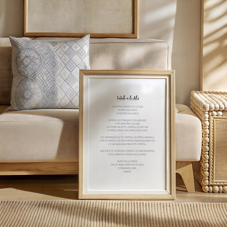 Samoan Minimal Style Lord's Prayer | Tatalo a Le Alii Digital Print - Etsy