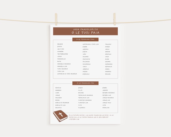 Samoan Books of the Bible Digital Print | Etsy