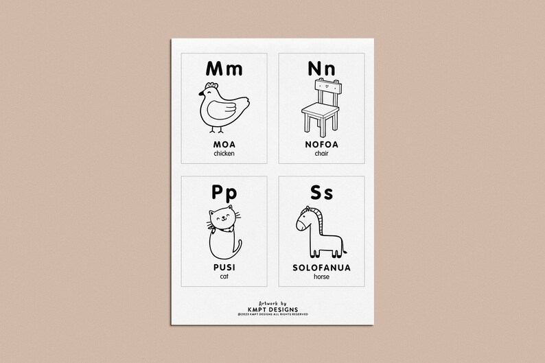 Samoan Alphabet Pi Tautau Mono Flashcard Printable | DIGITAL PRINT ONLY ...
