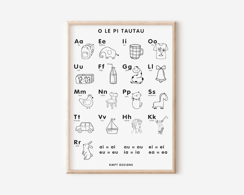 O Le Pi Tautau - Minimal Samoan Alphabet 02 - Etsy