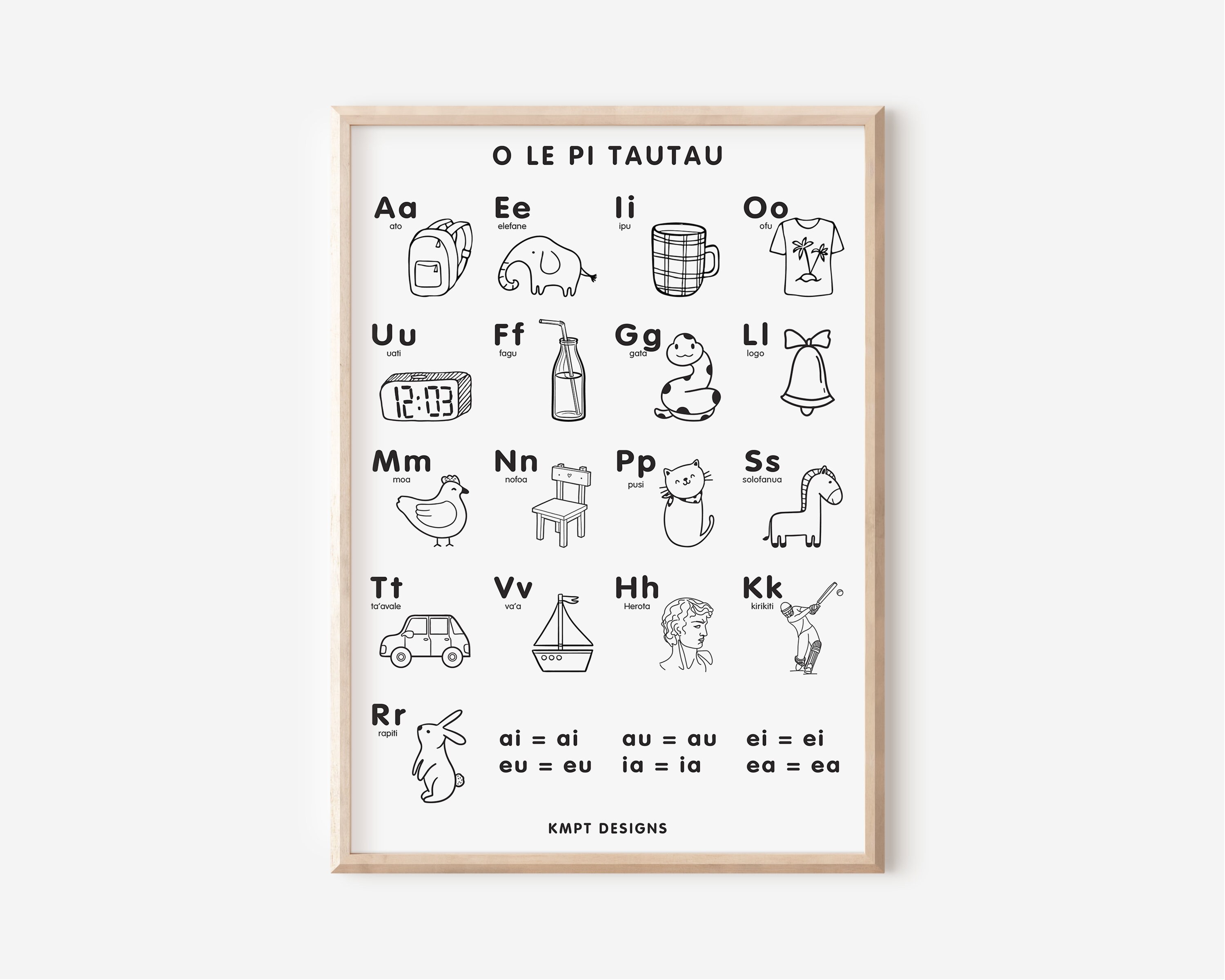 O Le Pi Tautau - Minimal Samoan Alphabet 02 - Etsy