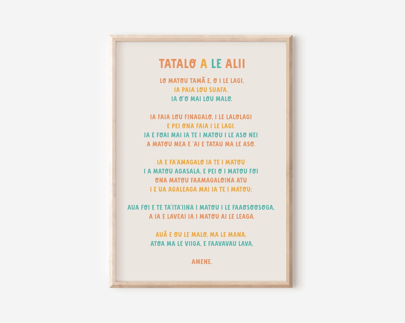 Samoan Lord's Prayer for Kids PASTEL - Etsy