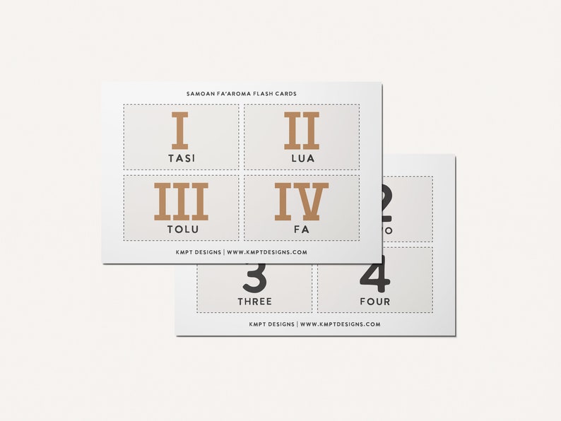 Samoan Printable Flashcards Faa'roma (roman Numerals) 1-10 - Etsy