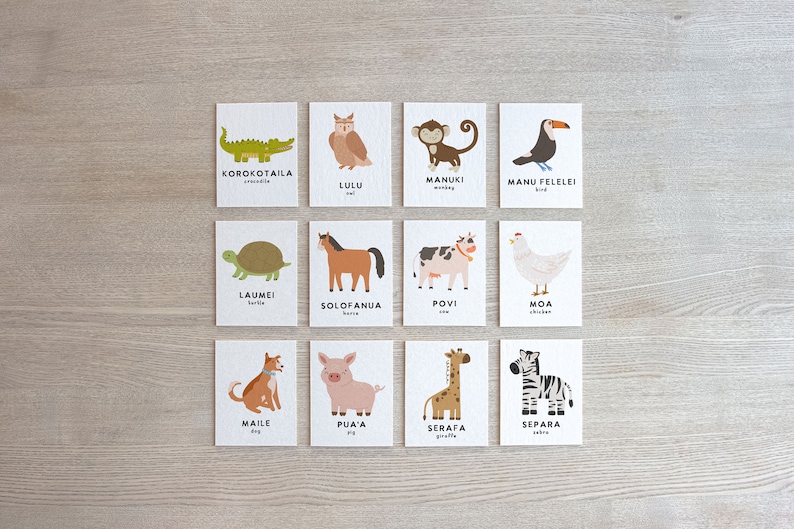 Samoan Animals Flashcard Printable | Samoan Learning Cards - Etsy