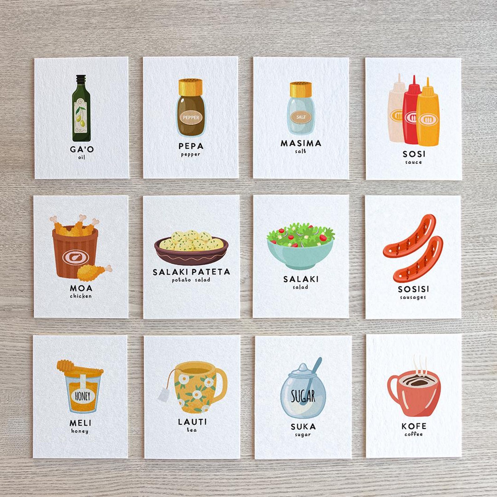 Samoan 100 Food Words Flashcard Printable | DIGITAL FILE ONLY ...