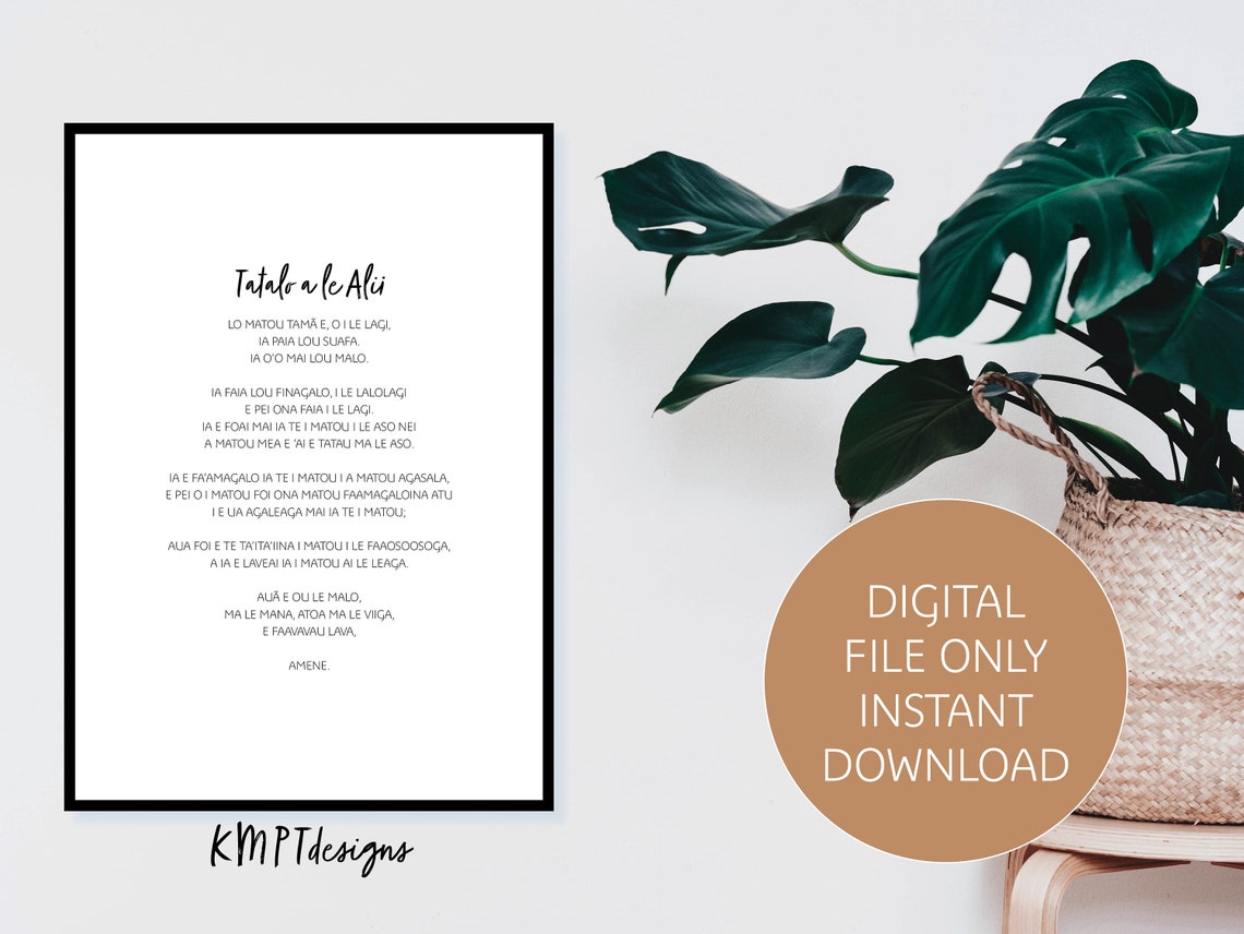 Samoan Minimal Style Lord's Prayer Tatalo a Le Alii Digital Print - Etsy