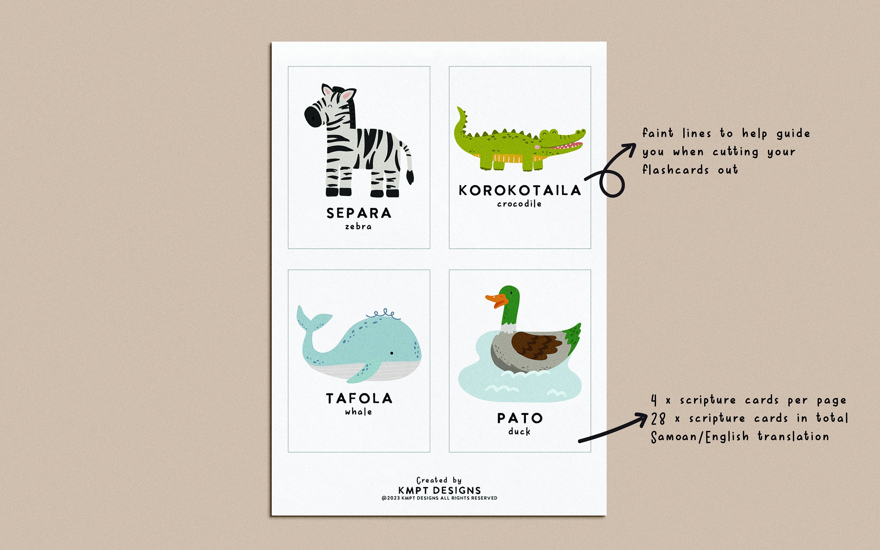 Samoan Animals Flashcard Printable Samoan Learning Cards - Etsy Australia