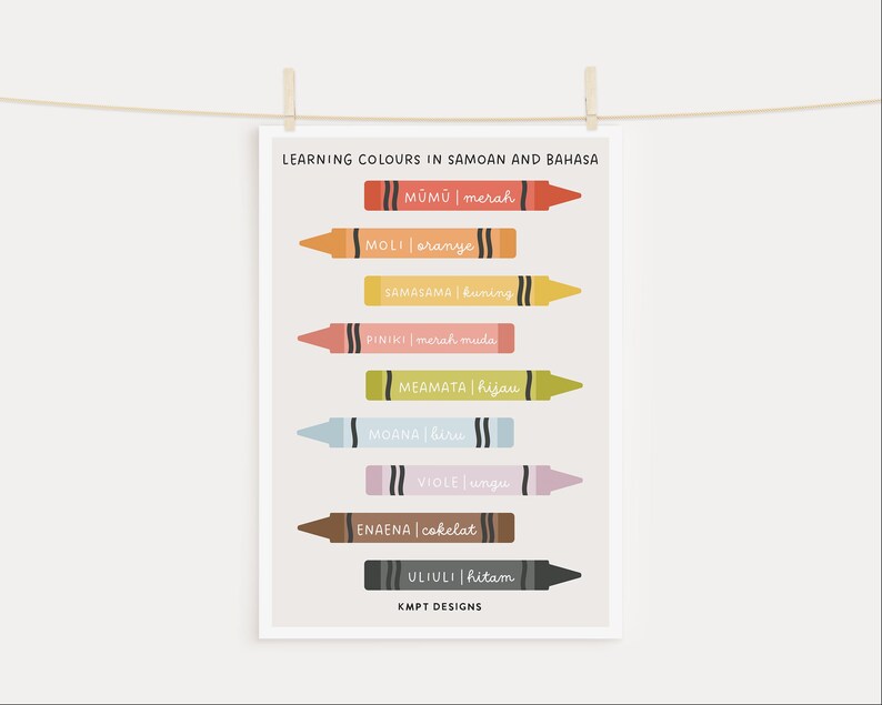 Samoan Indonesian Colours | DIGITAL FILE ONLY | Bilingual Learning ...
