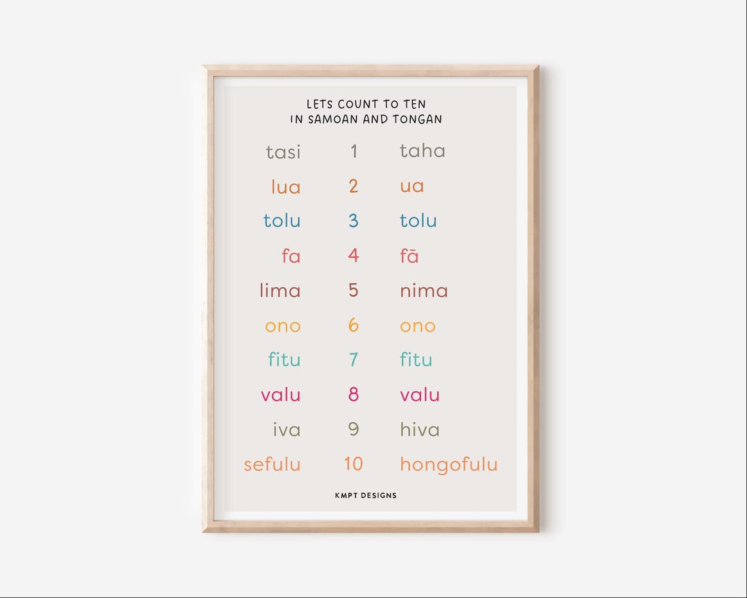 Samoan Tongan Numbers Printable | DIGITAL FILE ONLY | Bilingual ...