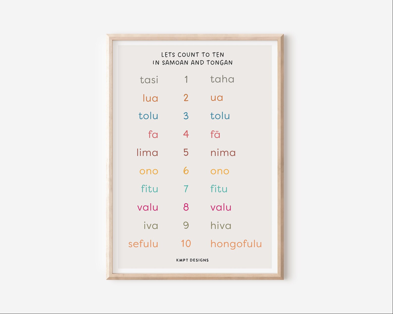 Samoan Tongan Numbers Printable | DIGITAL FILE ONLY | Bilingual ...