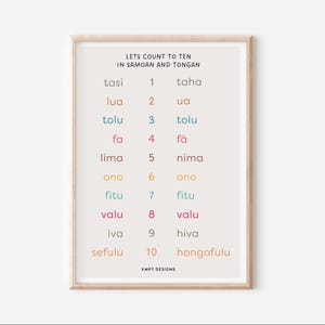 Samoan Tongan Numbers Printable | DIGITAL FILE ONLY | Bilingual ...