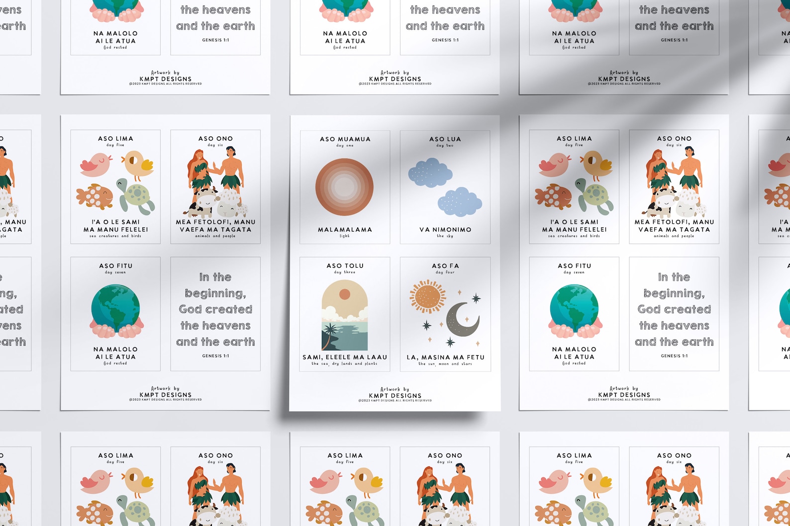 Printable Days of Creation Flashcards in Samoan, Christian Learning ...