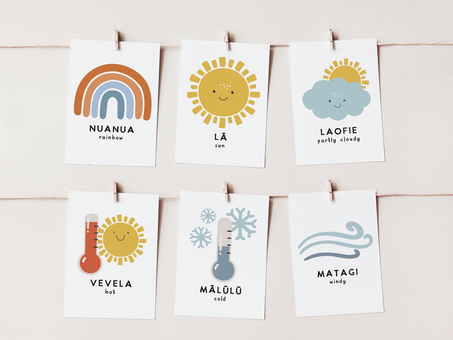 Samoan Weather Flashcard Printable | Samoan Learning Cards - Etsy