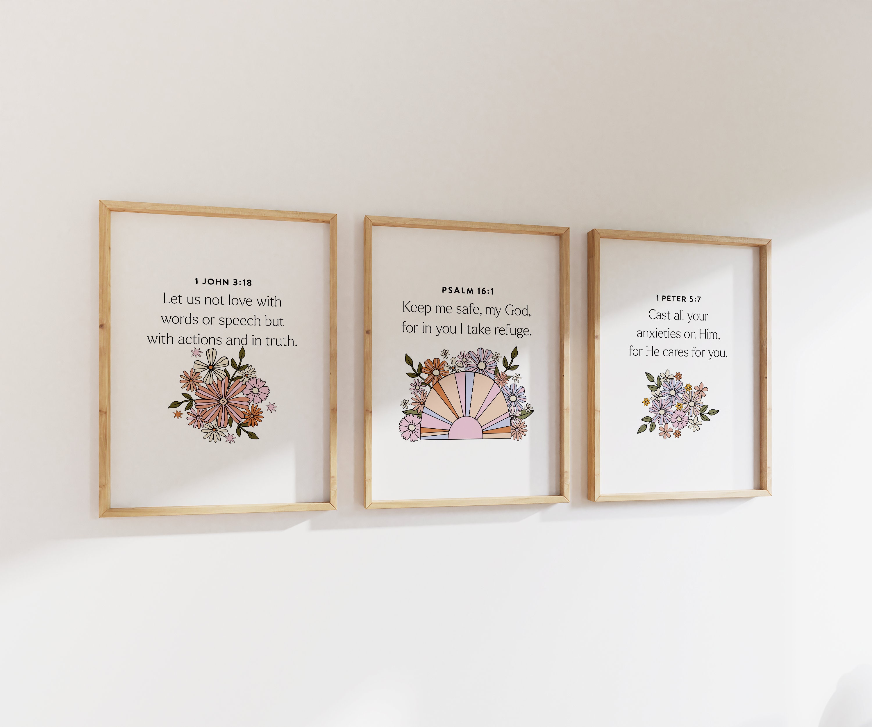 Printable Hippie Theme A3 Bible Verse Print Set Bible Verse Prints for ...