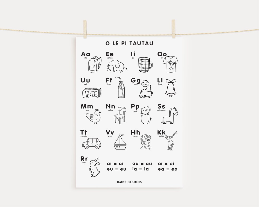 O Le Pi Tautau - Minimal Samoan Alphabet 02 - Etsy