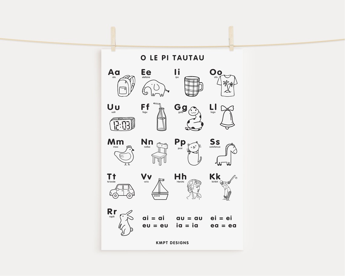 O Le Pi Tautau - Minimal Samoan Alphabet 02 - Etsy