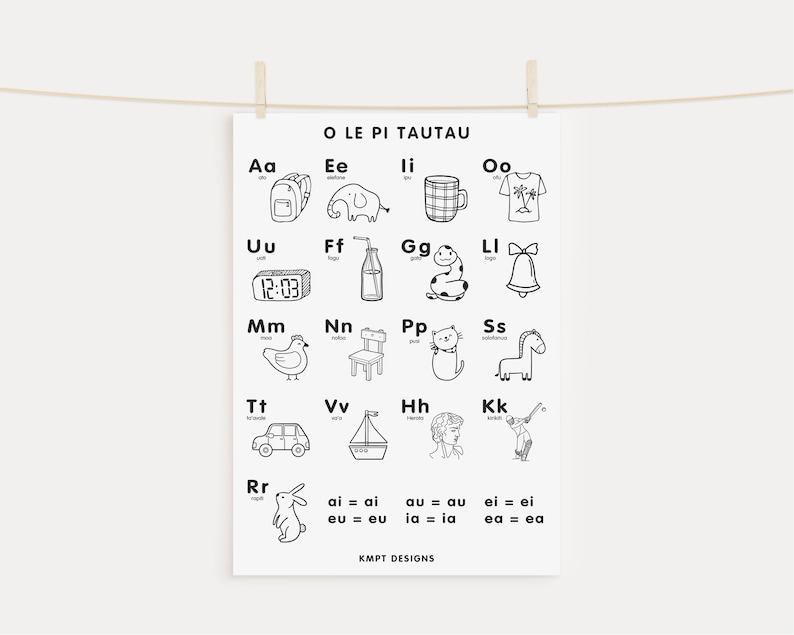 O Le Pi Tautau - Minimal Samoan Alphabet 02 - Etsy
