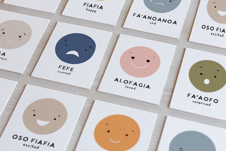 Samoan Emotions Flashcard Printable | Samoan Learning Cards - Etsy