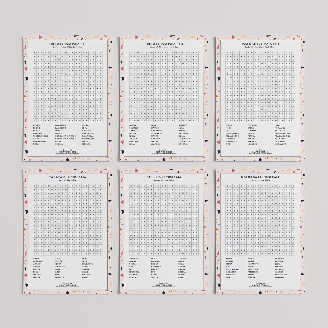 Samoan Christian Bible Word Search | 20 X Word Search Sheets on Bible ...