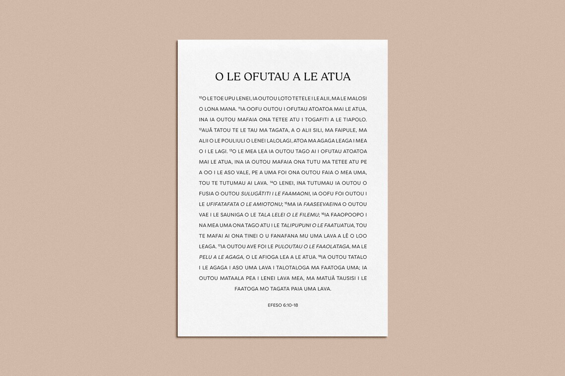Armor of God Samoan Bible Verse Print (digital Download) - Etsy