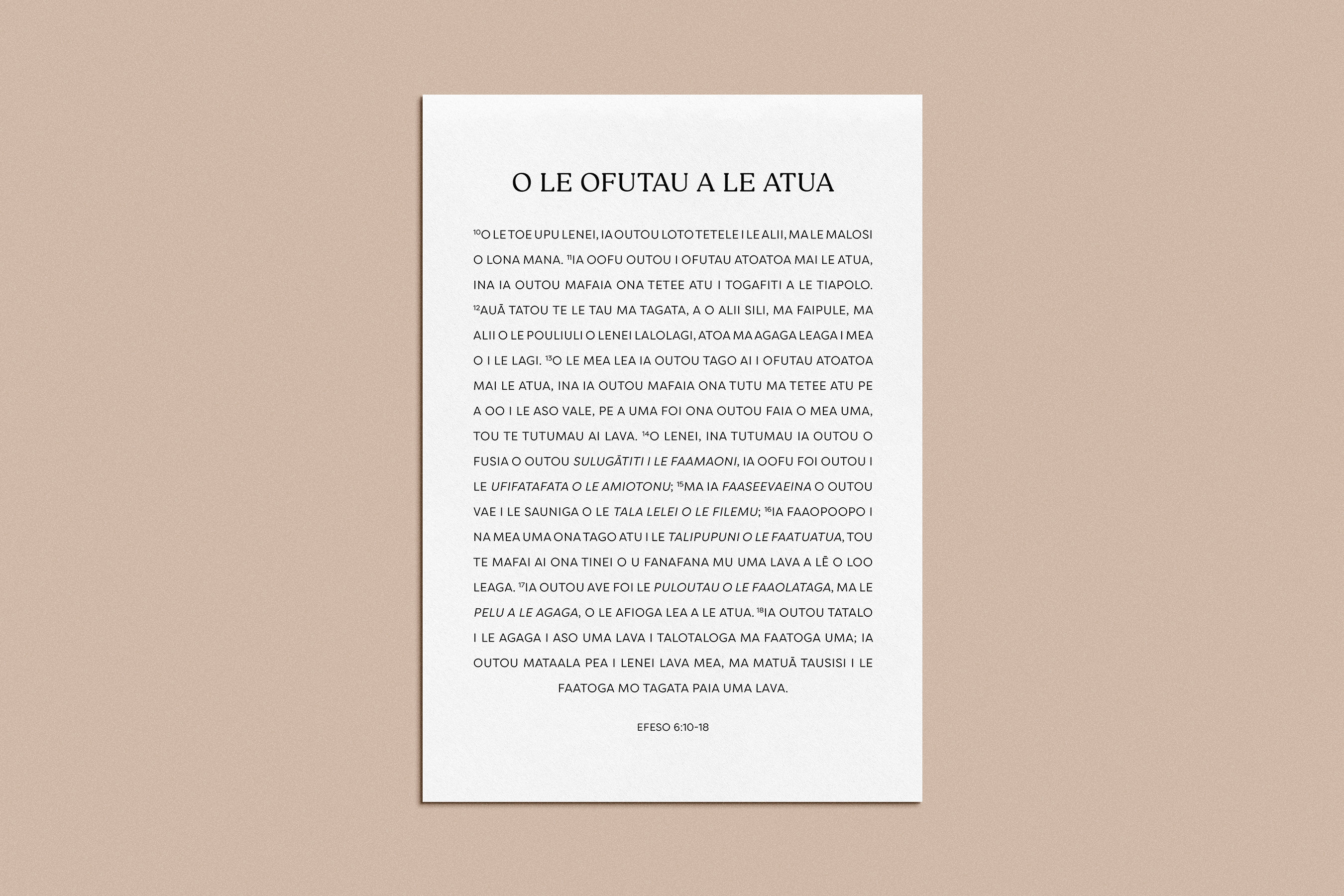Armor of God Samoan Bible Verse Print (digital Download) - Etsy