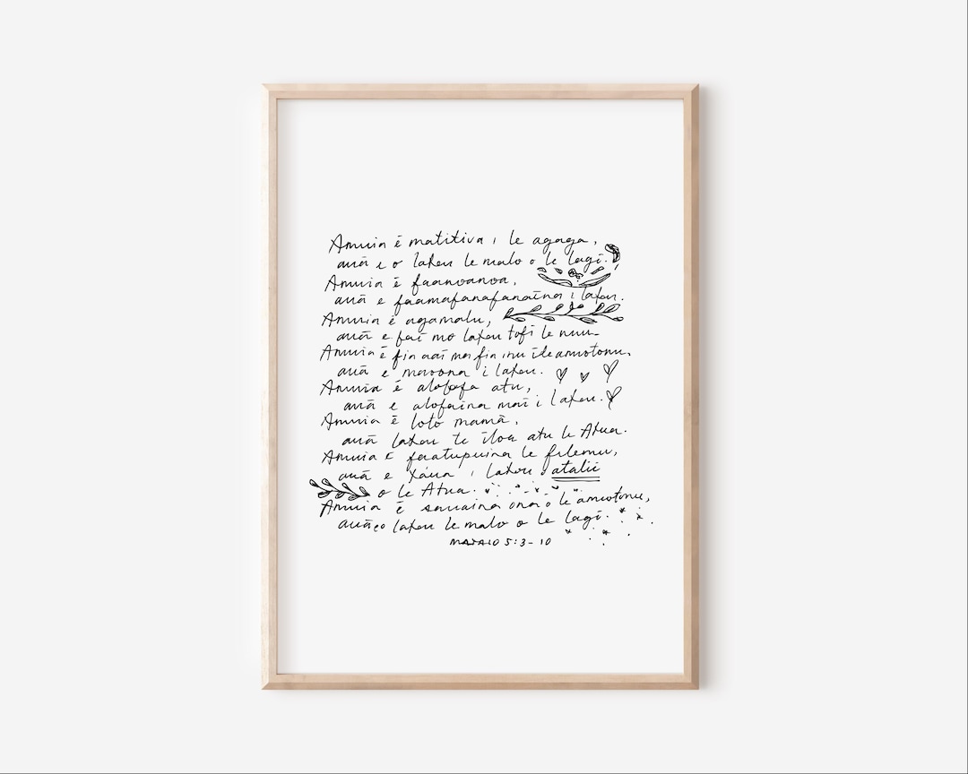 The Beatitudes SAMOAN Hand Written Bible Verse Print 01 | DIGITAL FILE ...