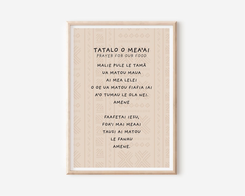 Tatalo O Mea'ai - Samoan Grace for Food Prayer Digital Print | Style 01 ...