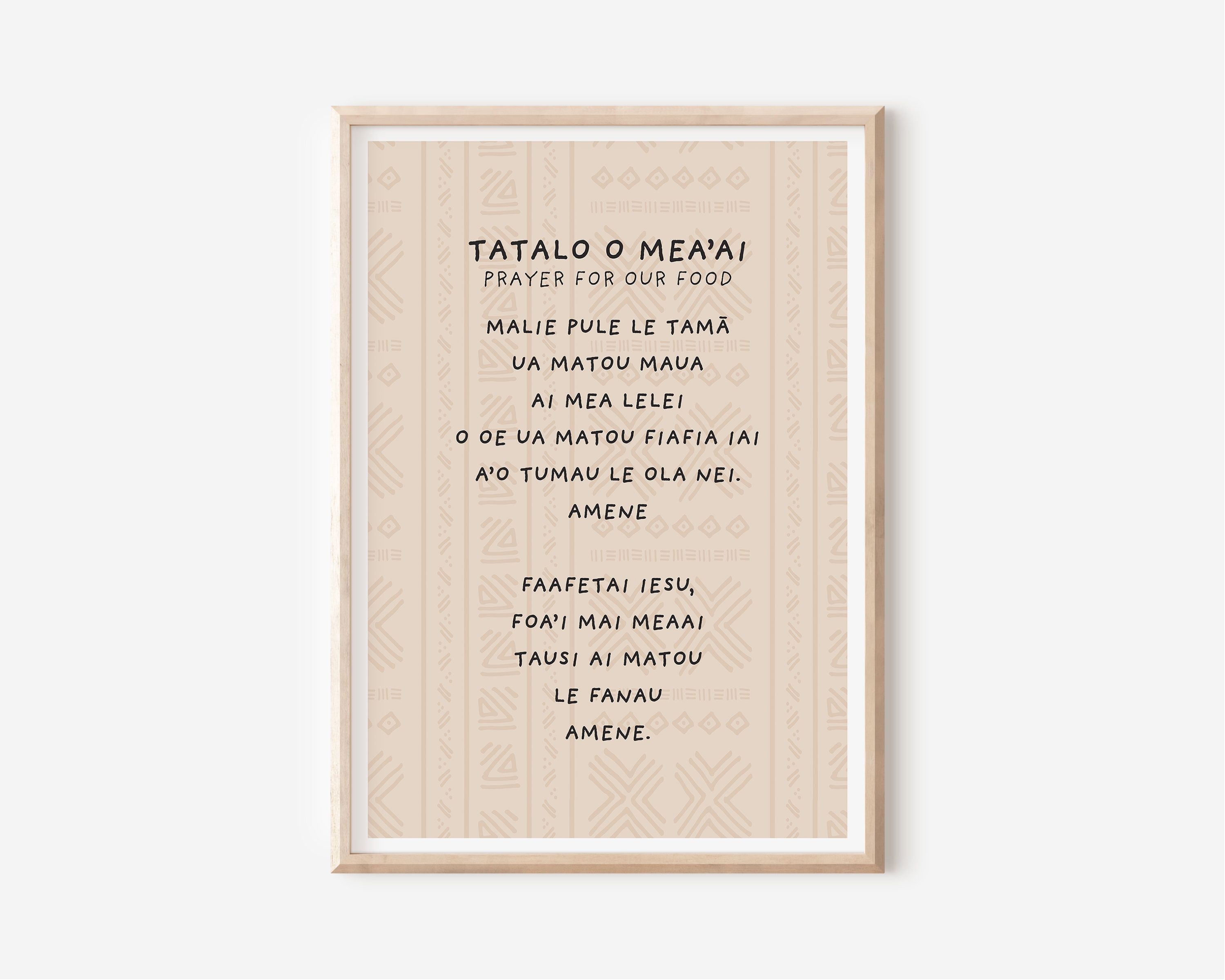 Tatalo O Mea'ai - Samoan Grace for Food Prayer Digital Print | Style 01 ...