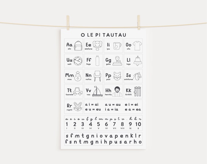O Le Pi Tautau - Samoan Alphabet Kids Wall Art - Etsy Australia