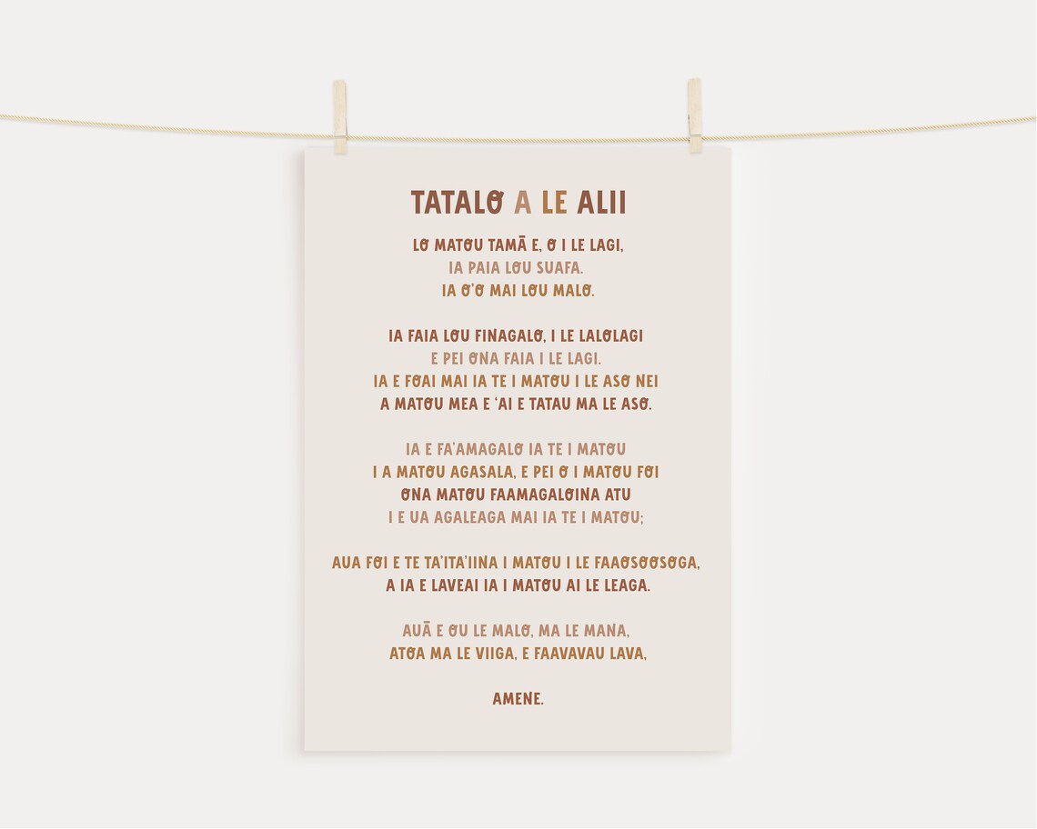 Samoan Lords Prayer Kids Digital Print - Etsy
