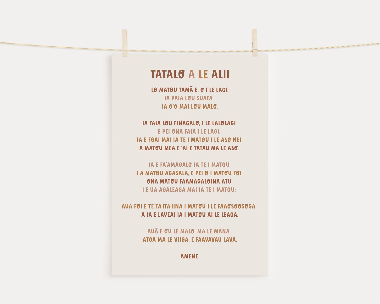 Samoan Lords Prayer Kids Digital Print - Etsy