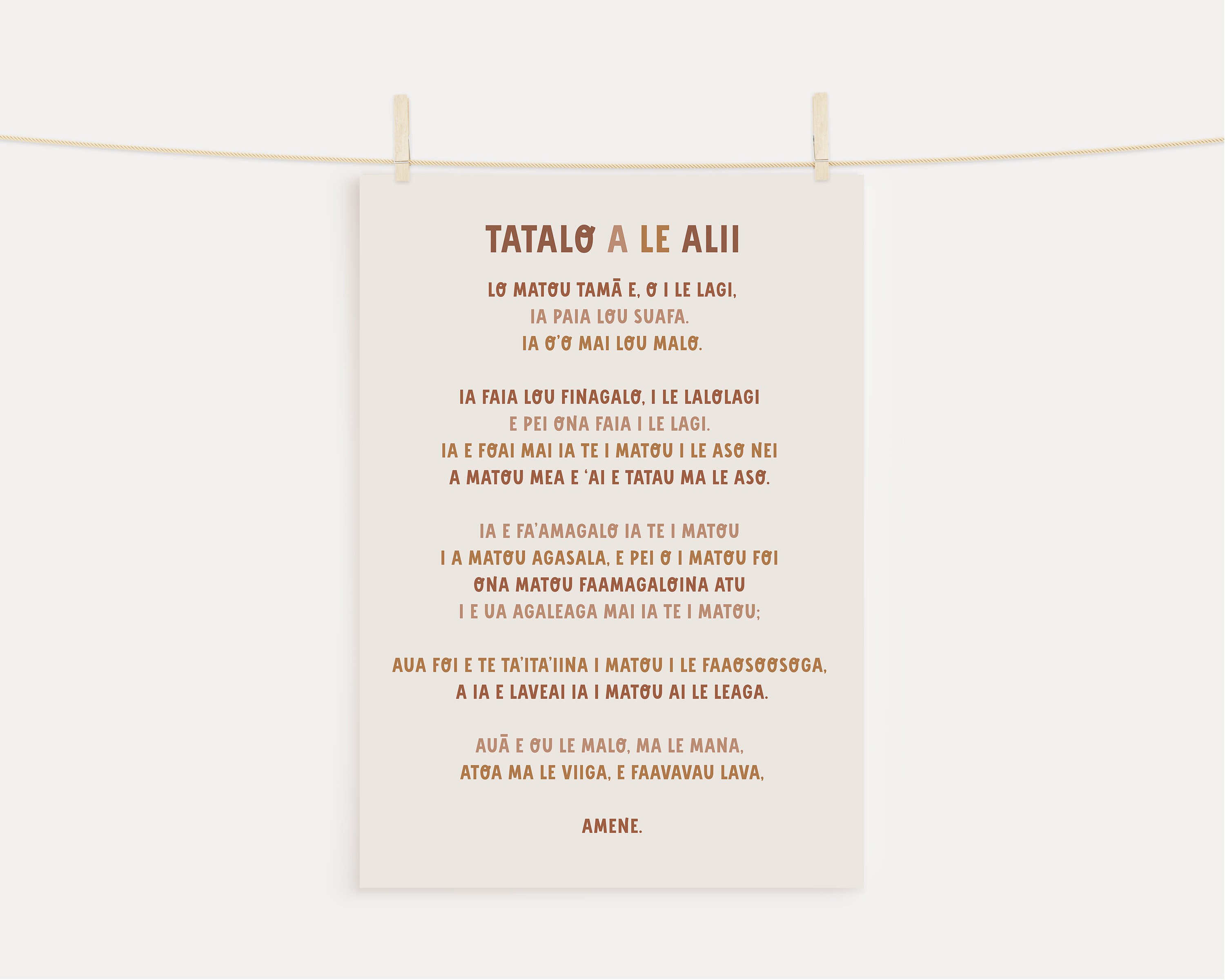 Samoan Lords Prayer Kids Digital Print - Etsy
