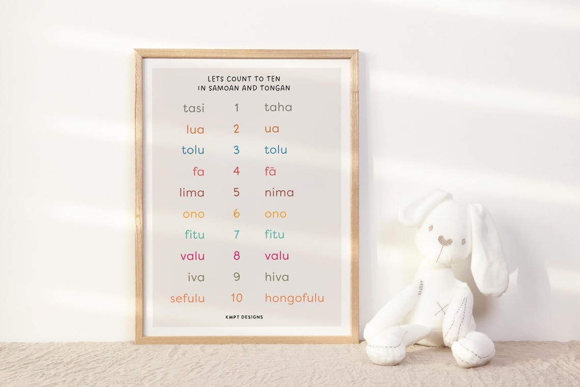 Samoan Tongan Numbers Printable | DIGITAL FILE ONLY | Bilingual ...
