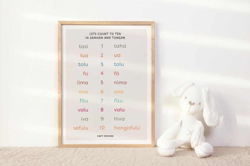 Samoan Tongan Numbers Printable | DIGITAL FILE ONLY | Bilingual ...