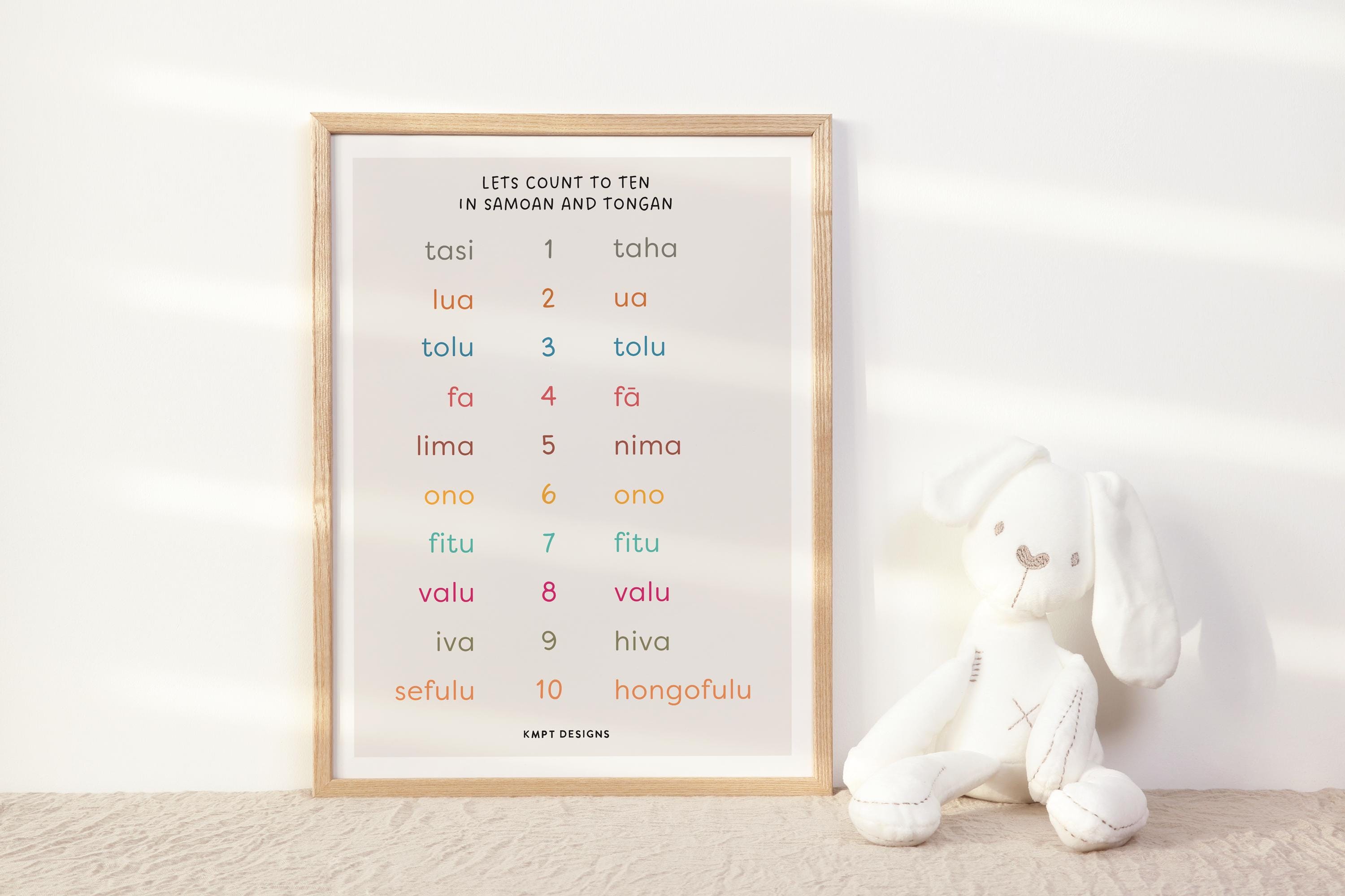 Samoan Tongan Numbers Printable | DIGITAL FILE ONLY | Bilingual ...