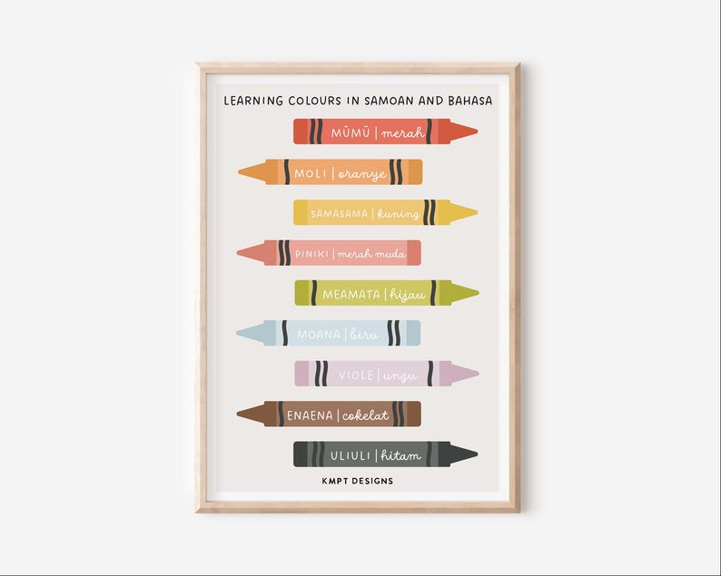 Samoan Indonesian Colours | DIGITAL FILE ONLY | Bilingual Learning ...