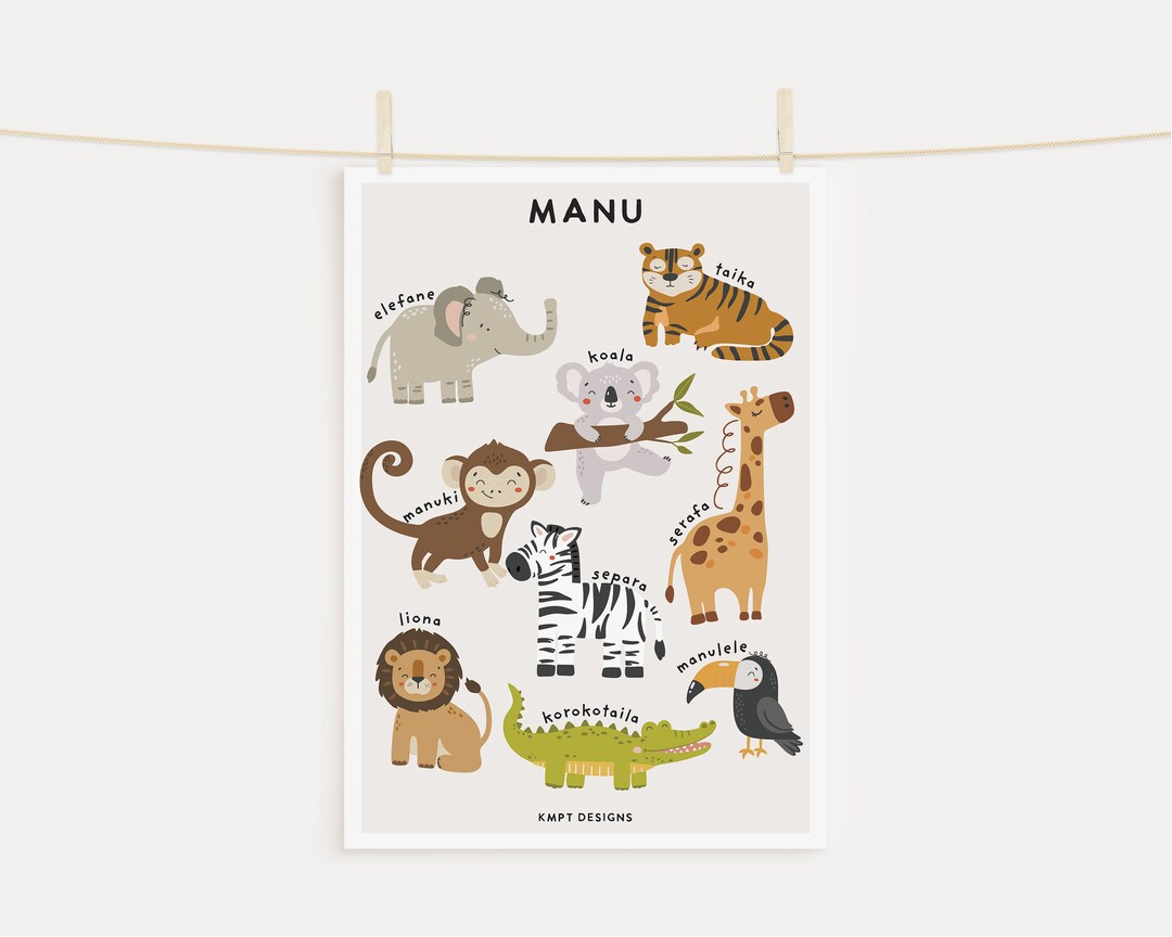 Samoan Animals Kids Digital Printable - Etsy