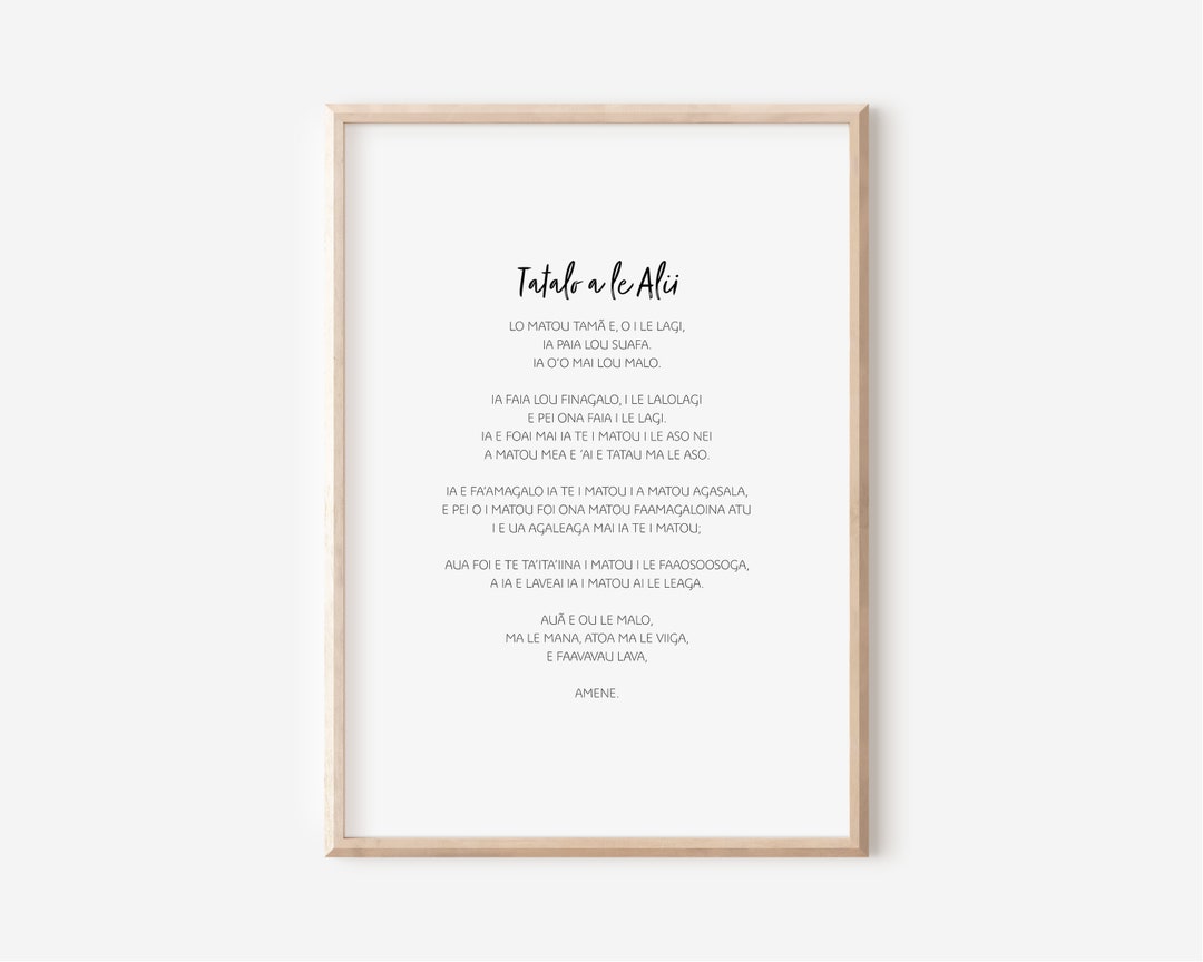 Samoan Minimal Style Lord's Prayer Tatalo a Le Alii Digital Print - Etsy